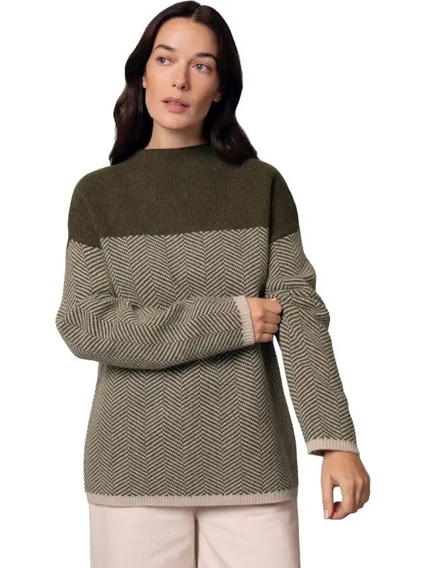 CELTIC & CO. Felted Funnel Neck Sweater - Moss Chevron
