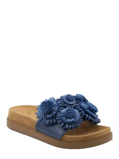 CHARLES DAVID Palms Platform Slide Sandal - Blue