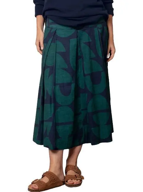 CELTIC & CO. Printed Box Pleated Midi Skirt - Geo Shapes