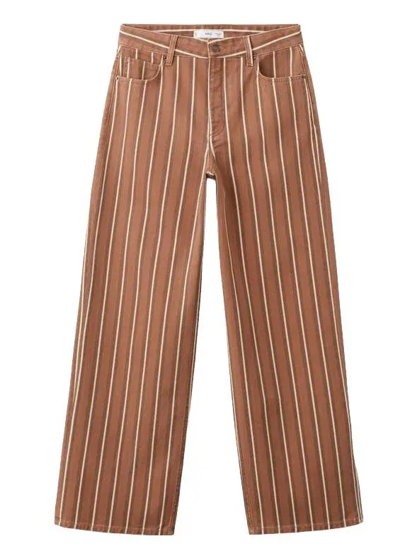 Mango Striped Straight Leg Jeans - Medium Brown
