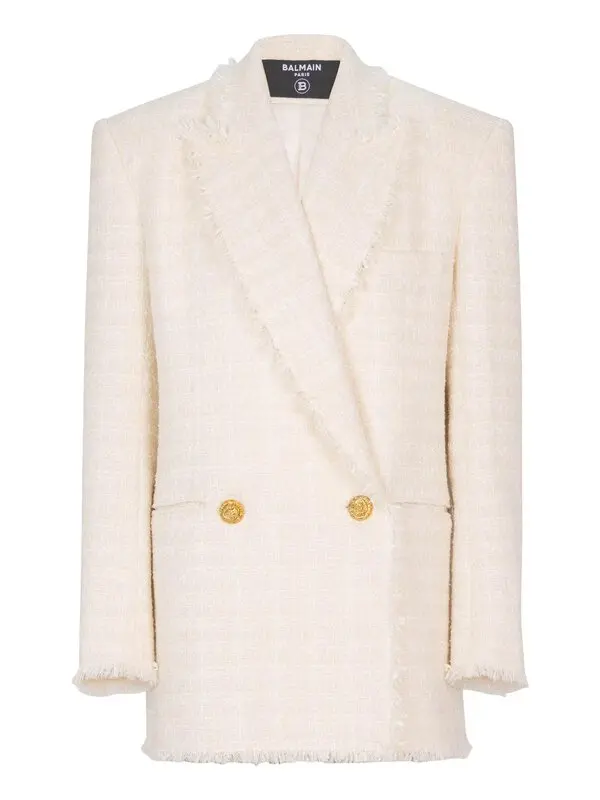 Balmain Tweed Double-breasted Jacket - White