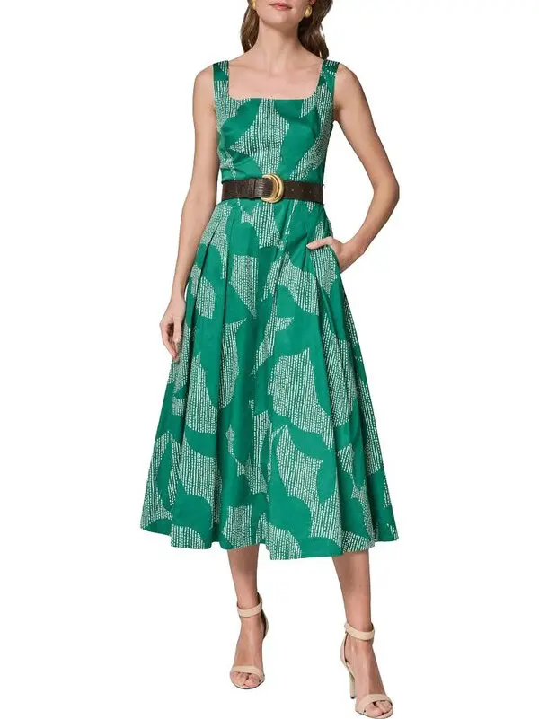 Donna Karan New York Belted A-line Dress - Lawn/cream