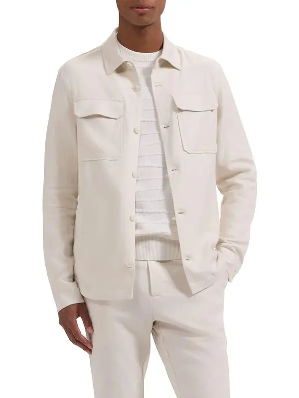 Bugatchi Aerolinen Linen Blend Shirt Jacket - Ivory
