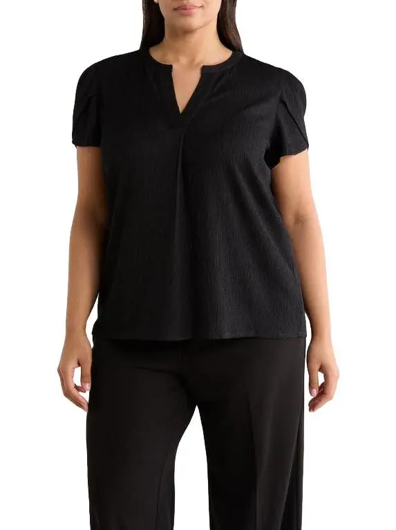 Anne Klein Tulip Sleeve Top - Anne Black