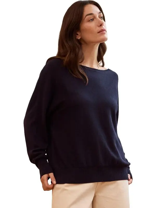 CELTIC & CO. Fine Knit Merino Relaxed Sweater - Navy