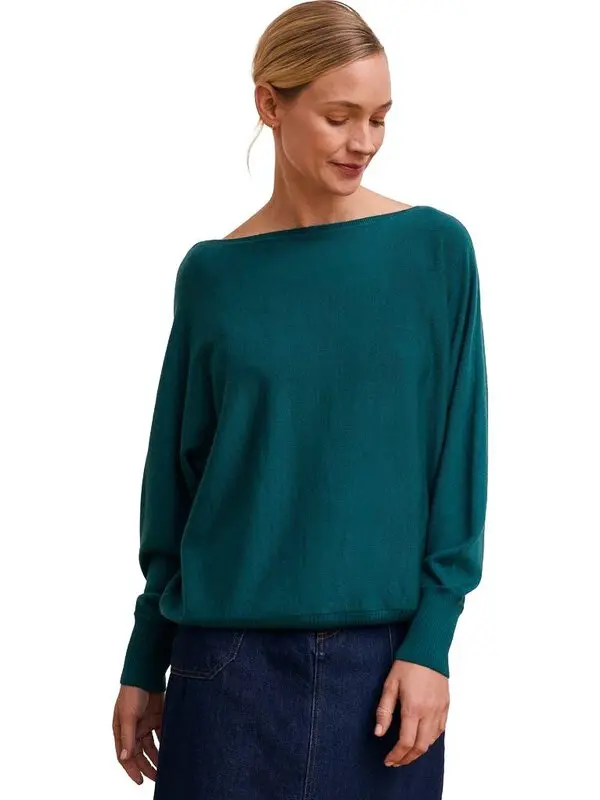CELTIC & CO. Fine Knit Merino Relaxed Sweater - Teal