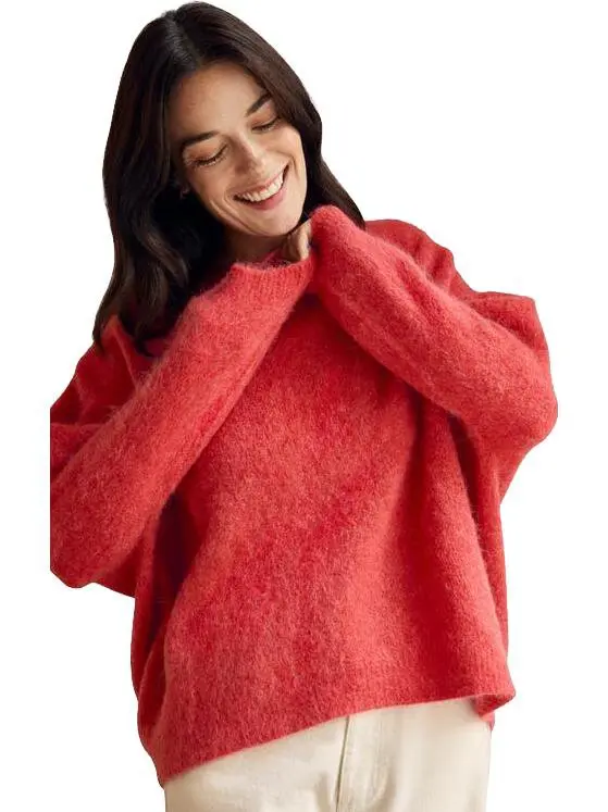CELTIC & CO. Crew Neck Alpaca Blend Sweater - Red Orange