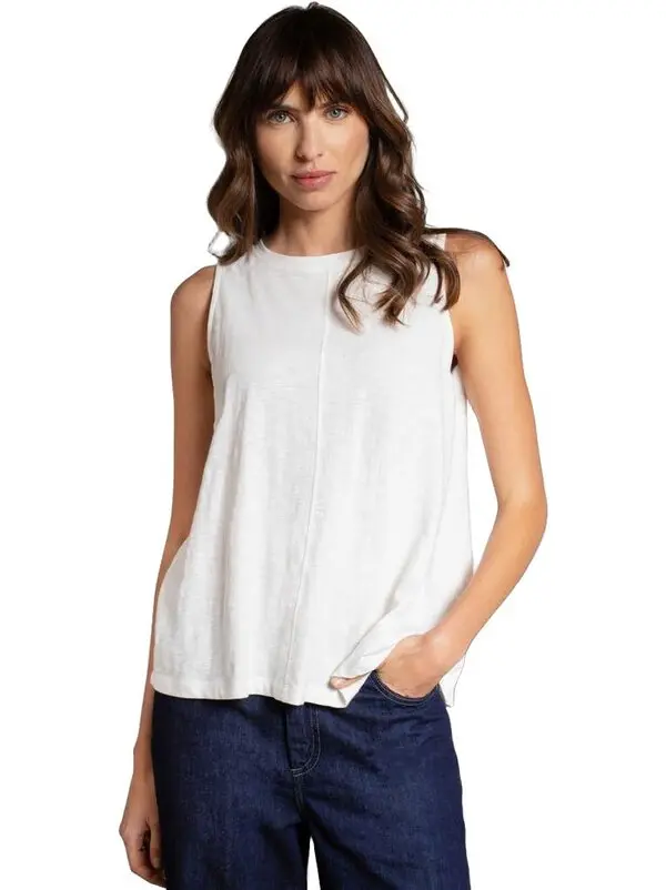 CELTIC & CO. Crew Neck Pleat Back Tank Top - Chalk