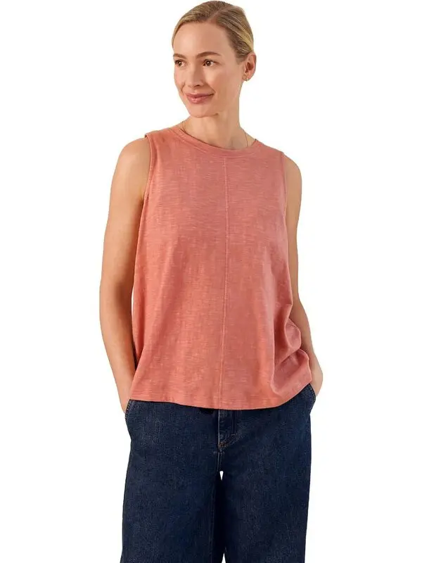 CELTIC & CO. Crew Neck Pleat Back Tank Top - Redwood