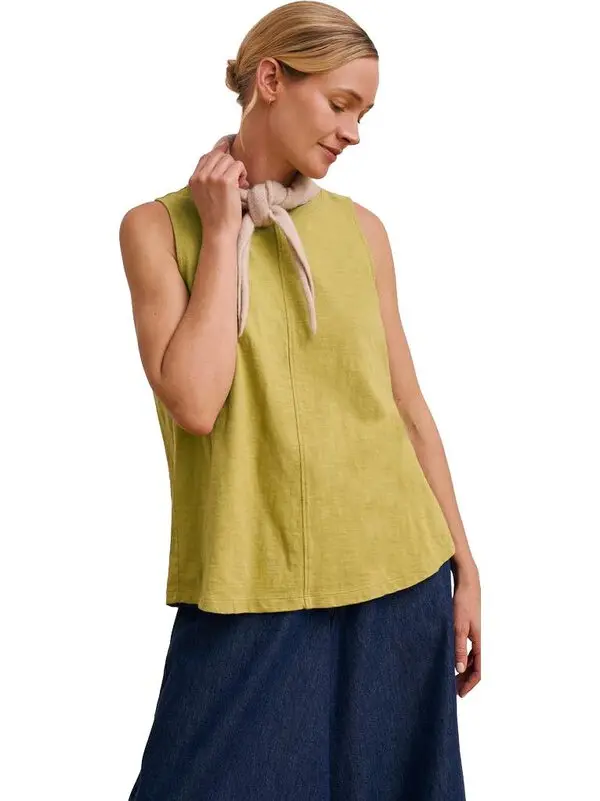 CELTIC & CO. Crew Neck Pleat Back Tank Top - Willow