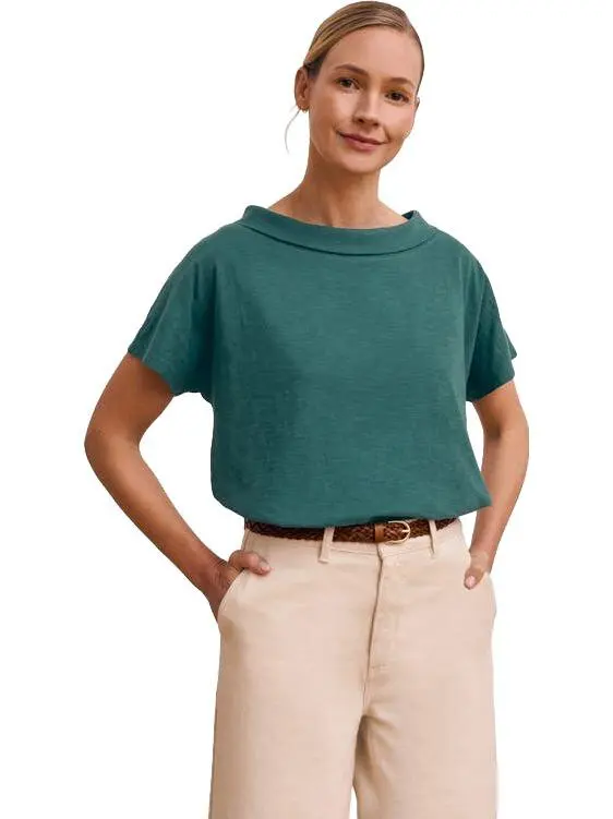 CELTIC & CO. Relaxed Boat Neck T-shirt - Teal
