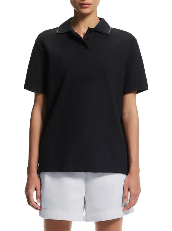 On Courtside Tipped Piqué Polo - Black/eclipse