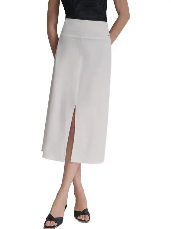 Dkny A-line Knit Midi Skirt - Ivory