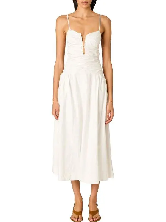 NIA Sawtelle Sleeveless Cotton Midi Dress - White