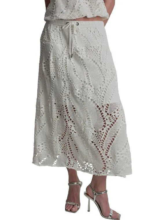 Dkny Crochet Leaf A-line Midi Skirt - Ivory