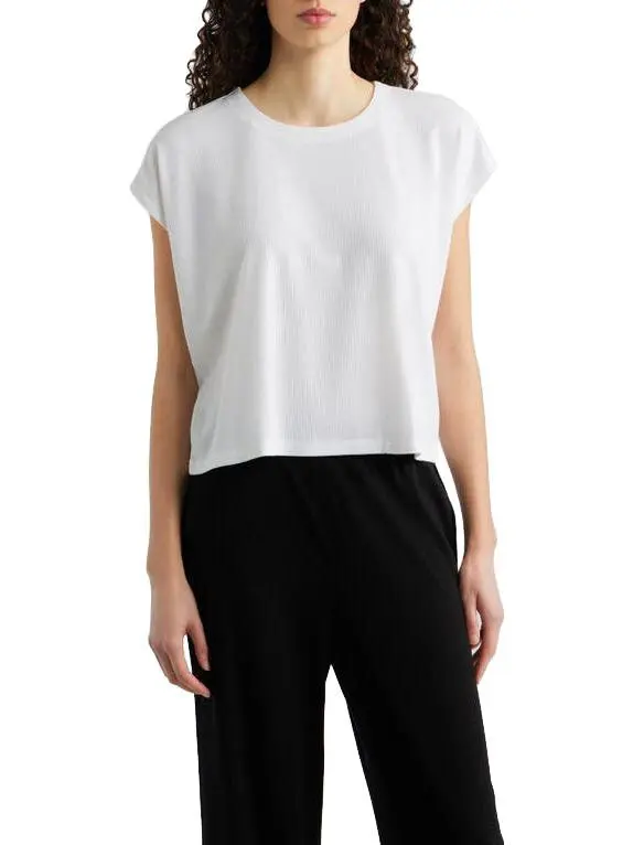 Eileen Fisher Crewneck Rib Top - White