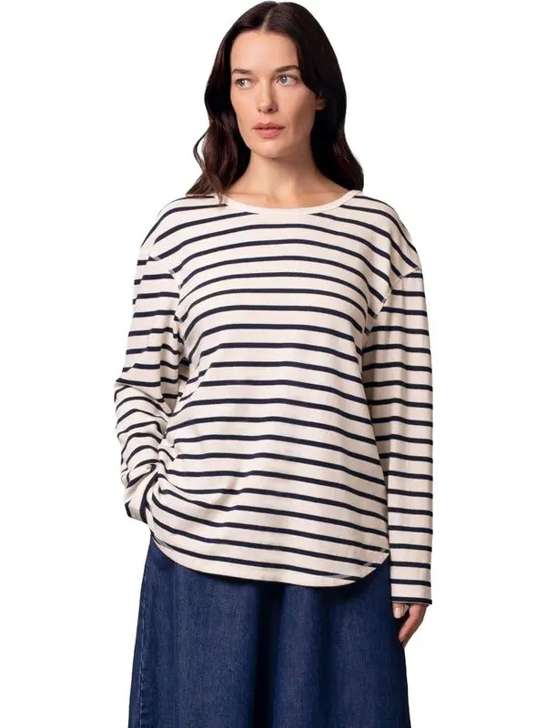 CELTIC & CO. Heavyweight Jersey Top - Ecru Navy Stripe