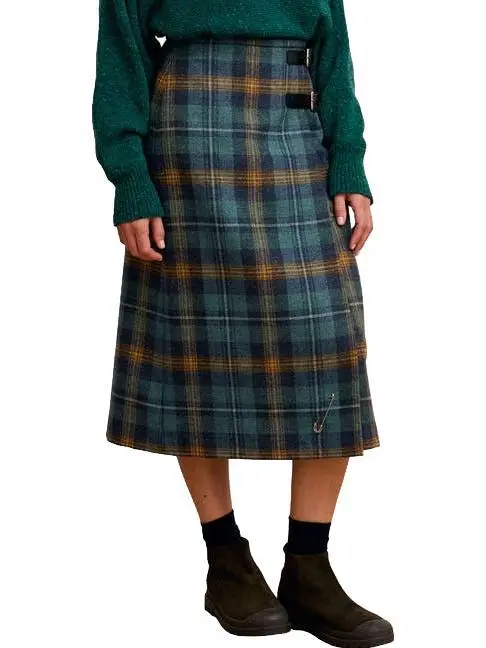 CELTIC & CO. Midi Kilt - Teal/ochre Tartan