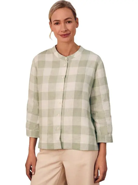 CELTIC & CO. Linen Swing Blouse - Mineral Check