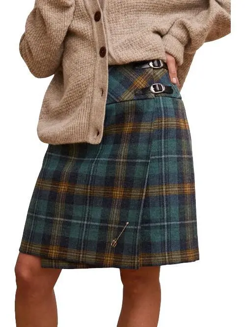 CELTIC & CO. Tartan Wool Kilt - Teal/ochre Tartan