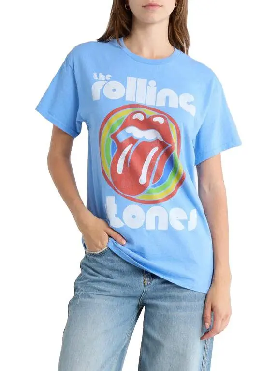 Junk Food Rolling Stones Hot Lips Graphic T-shirt - Carolina Blue