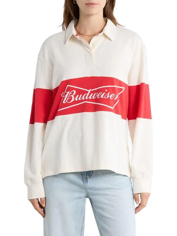 Junk Food Budweiser Logo Long Sleeve Shirt - White/red