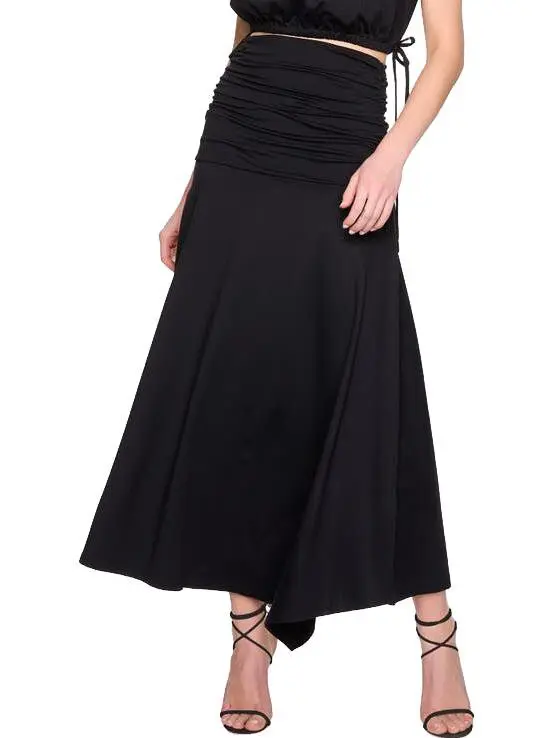 Susana Monaco Gathered Midi Skirt - Black