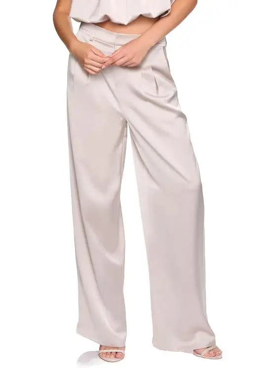 Susana Monaco Pleated Satin Pants - Sandstone