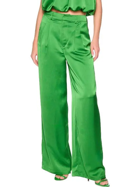 Susana Monaco Pleated Satin Pants - Shamrock