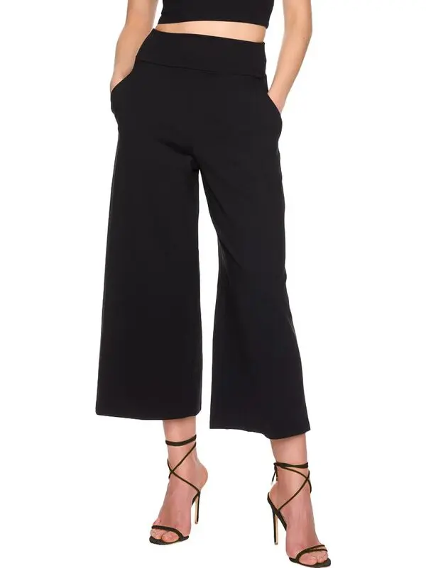 Susana Monaco Crop Wide Leg Pants - Black