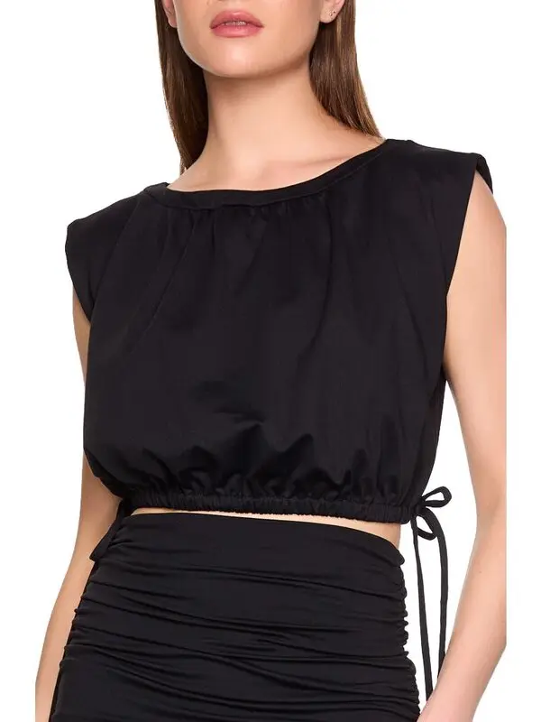 Susana Monaco Drawstring Waist Cropped Top - Black