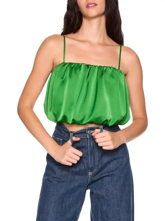 Susana Monaco Bubble Crop Satin Camisole - Shamrock