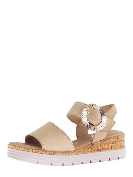 Gabor Ankle Strap Wedge Sandals - Sand