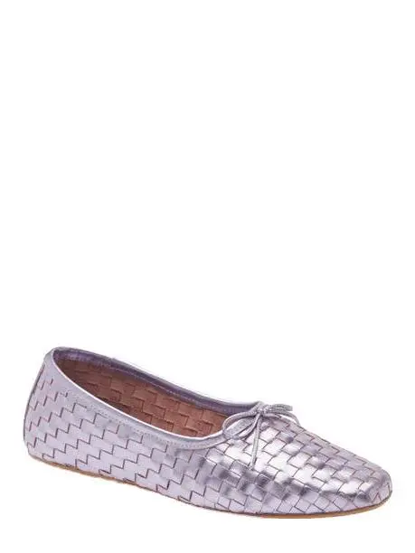 Freda Salvador Woven Square Toe Ballet Flat - Lilac Metallic