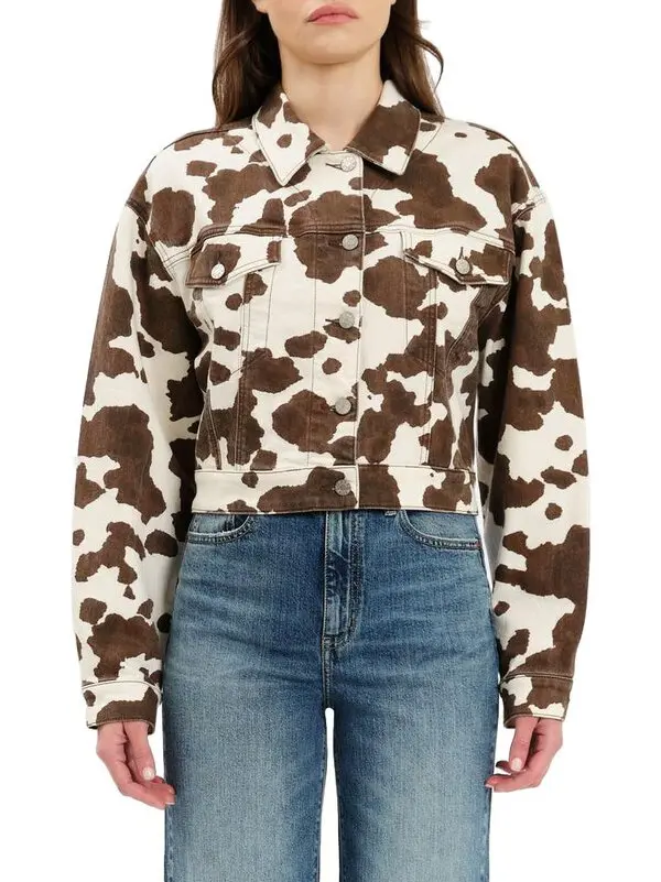 DAZE Del Mar Cropped Denim Jacket - Spotted