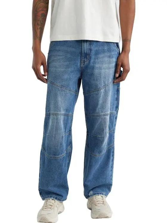 CRIMINAL DAMAGE Franklin Distressed Carpenter Jeans - Mid Blue