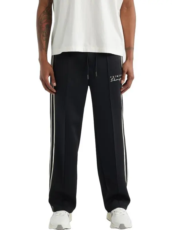 CRIMINAL DAMAGE Dragon Embroidered Track Pants - Black/ecru