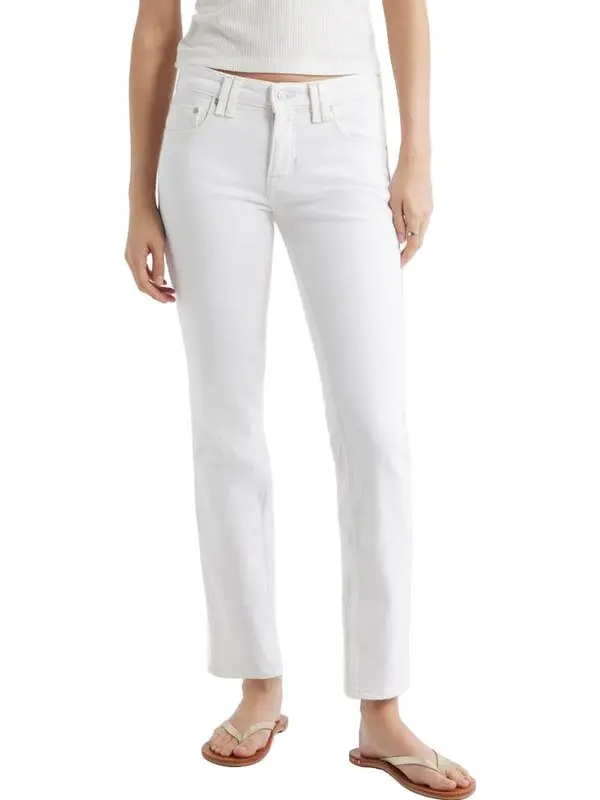 Free People Oracle Low Rise Slim Straight Leg Jeans - Optic White