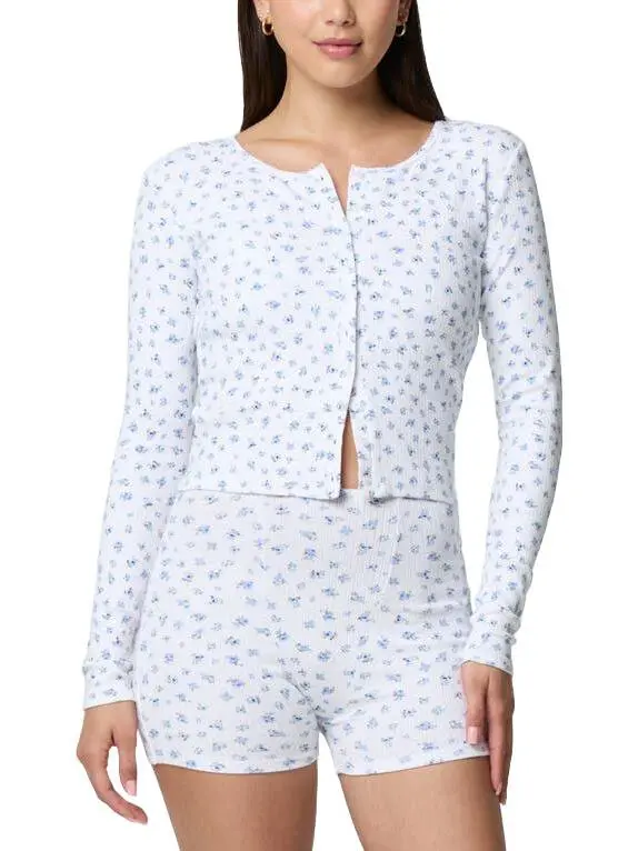 FLORENCE BY MILLS Ditsy Floral Button-up Crop Top - Petit Jardin White/blue