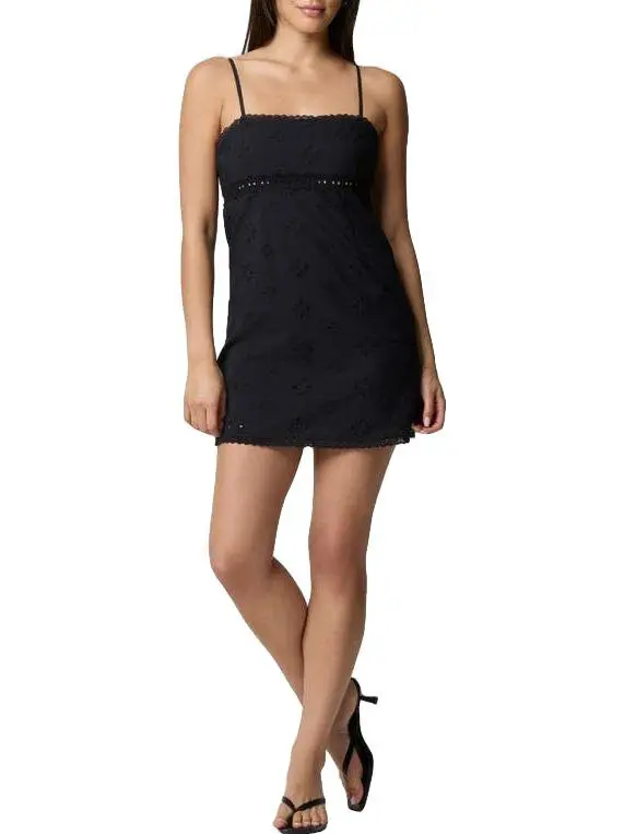 FLORENCE BY MILLS Square Neck Eyelet Minidress - Black