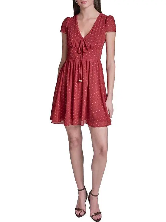 Bcbgmaxazria Polka Dot Mini Dress - Toscana Clay.bellini Blush