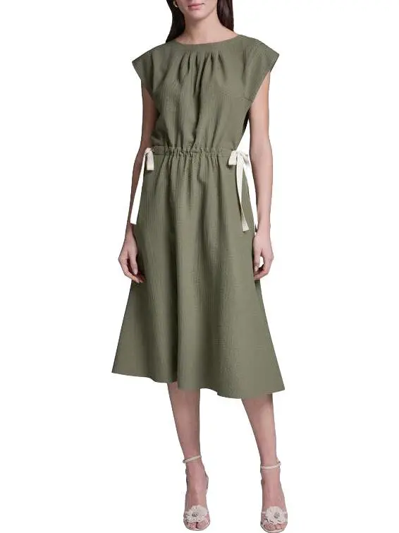 Bcbgmaxazria Tie Crepe Midi Dress - Basil