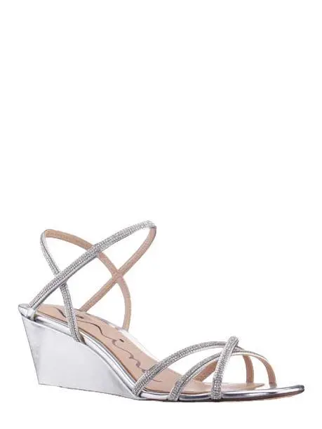 Nina Brynda Slingback Wedge Sandal - Silver Metallic