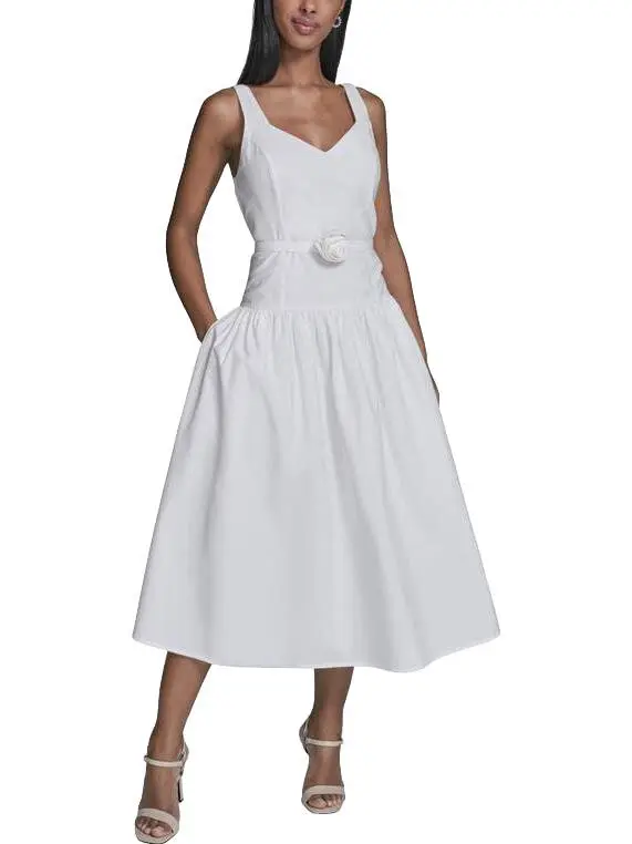 Karl Lagerfeld Poplin Midi Sundress - Soft White