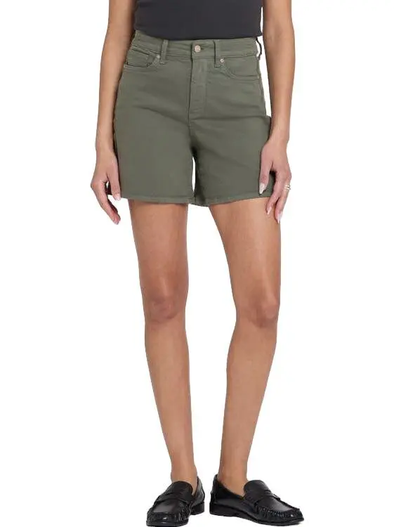 NYDJ High Waist Cotton Blend Shorts - Desert Green