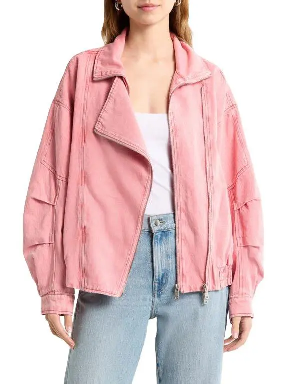 Avec Les Filles Denim Bomber Jacket - Sunset