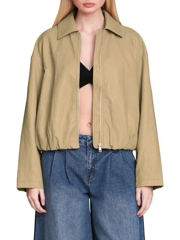Avec Les Filles Minimalist Bomber Jacket - Ochre