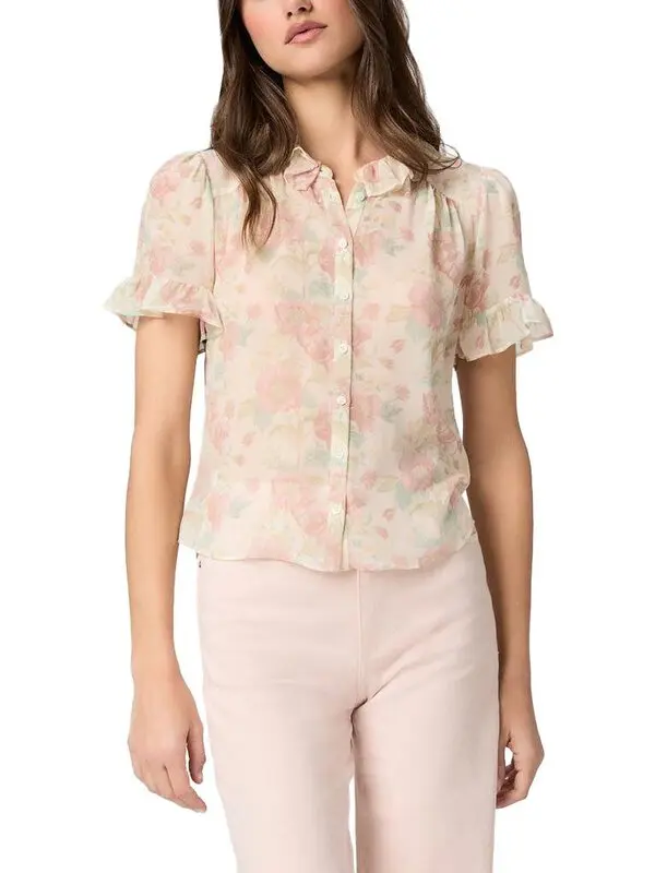 Paige Sunisa Silk Button-up Top - Bone Multi