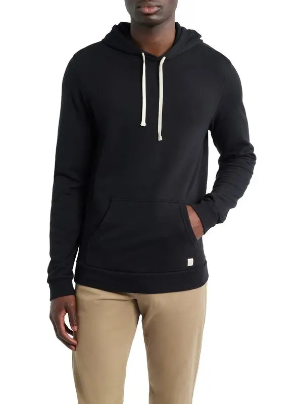 Marine Layer Cotton Blend French Terry Pullover Hoodie - Black