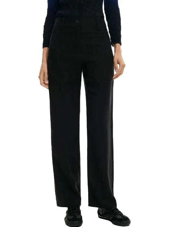 Desigual High-waisted Straight Leg Trousers - Black